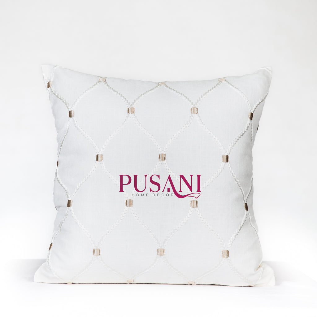 PUSANI - หมอนอิง Luxury Classic สีขาว ปักลาย ขนาด 45x45 cm จตุจักร ...